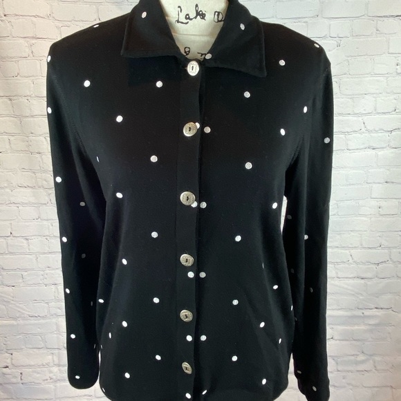 Onque Casuals | Sweaters | Onque Casuals Black W Embroidered Dots ...